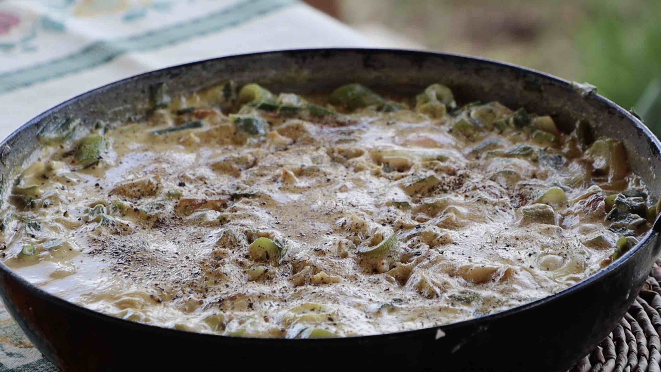 One pot creamy green onion and egg dish - thefarmingchefs