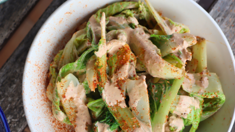 Chinese Cabbage with Sesame Sauce (Tahini) and Tomato flakes ...